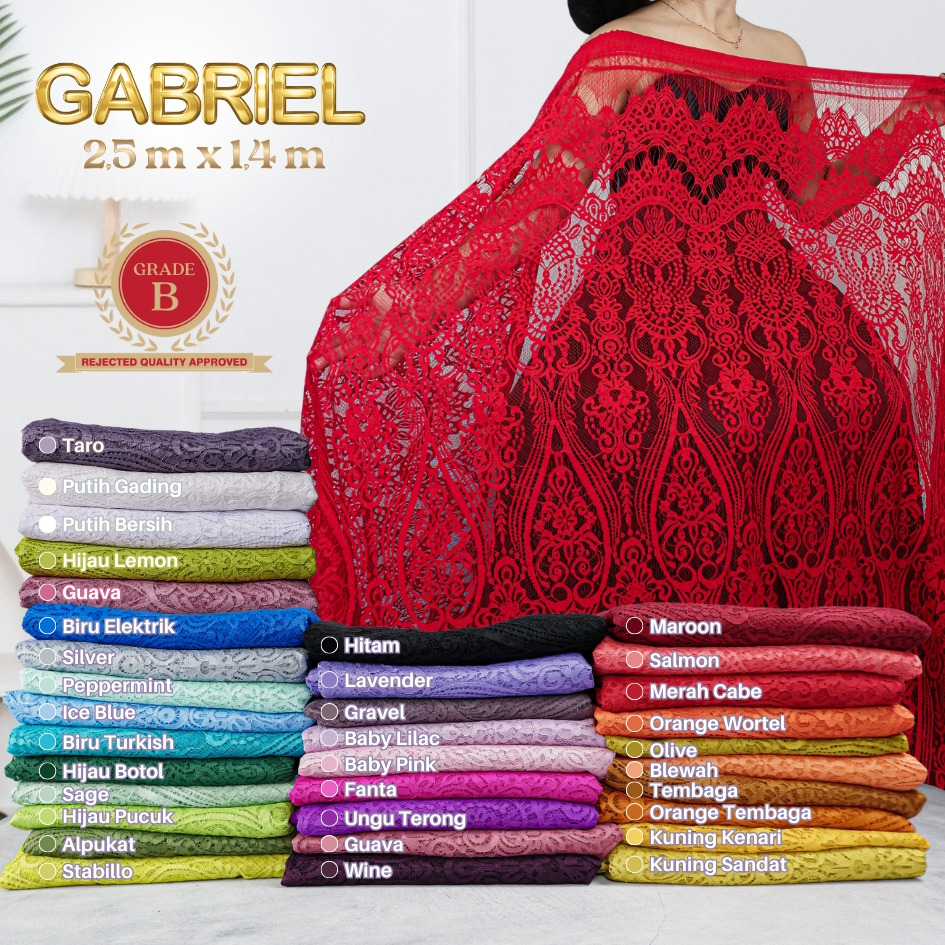 Jual Kain Brukat Semi Prancis Cutton Nylon ' GABRIEL ' B GRADE (RIJEK HALUS PREMIUM) Kain Kebaya ...