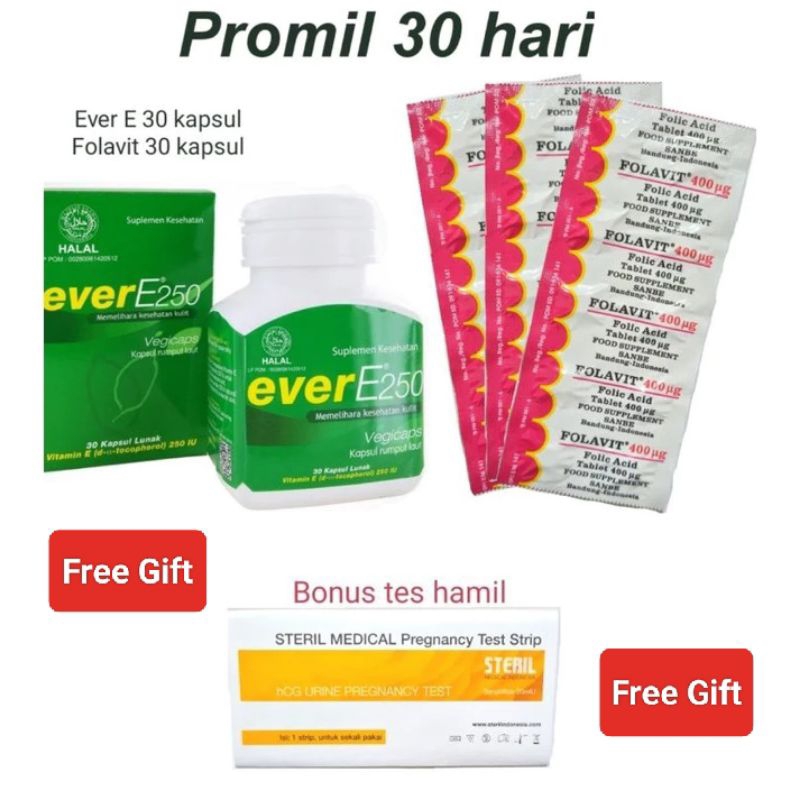 Jual (FREE HADIAH) Paket Promil 30hari Ever E 250IU isi 30 kapsul ...