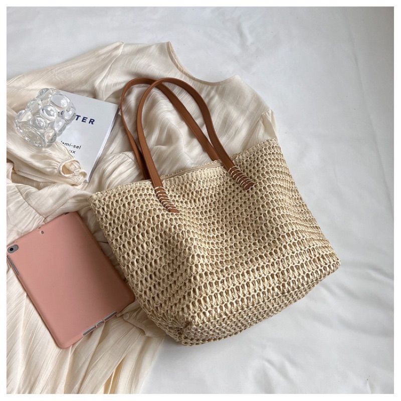 Jual Tas Bahu Wanita Cewek Straw Shoulder Woven Tote Bag SSL 2040 ...