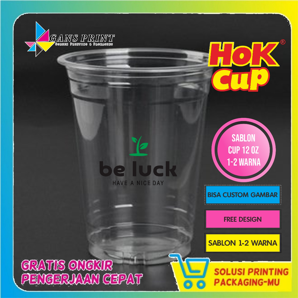 Jual SABLON CUP HOK 12 OZ Datar 4 GRAM BISA CETAK 1-2 WARNA | Shopee ...