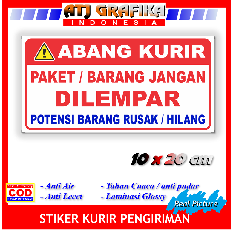 Jual Stiker label kurir pengiriman paket barang jangan dilempar anti ...