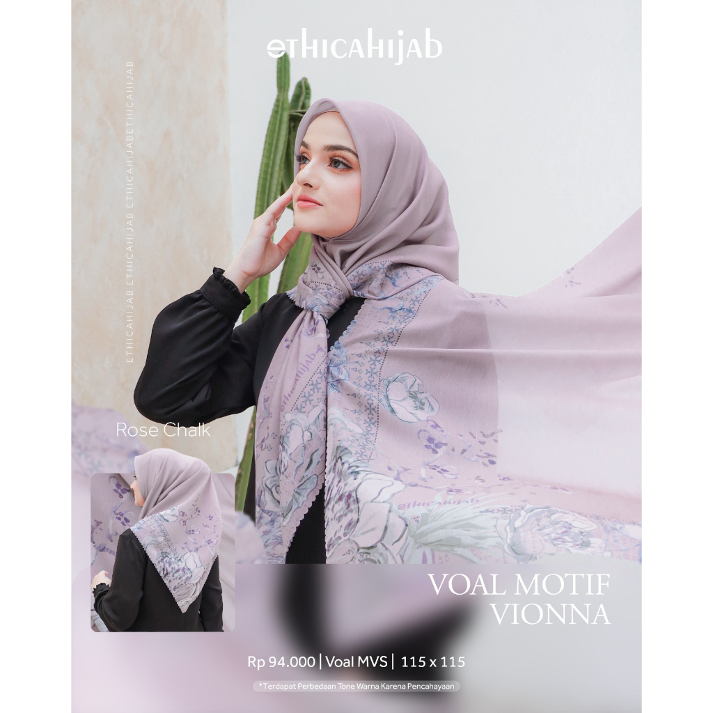 Jual Ethica Hijab Voal Motif Vionna Segi Empat Wanita Muslim | Shopee ...