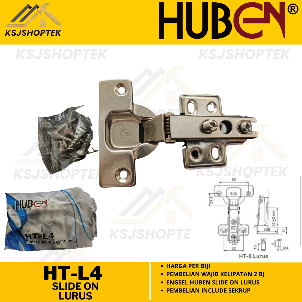 Jual PER biji Huben Engsel Sendok HT / MT 35 mm Set (Slide-On) Lurus ...