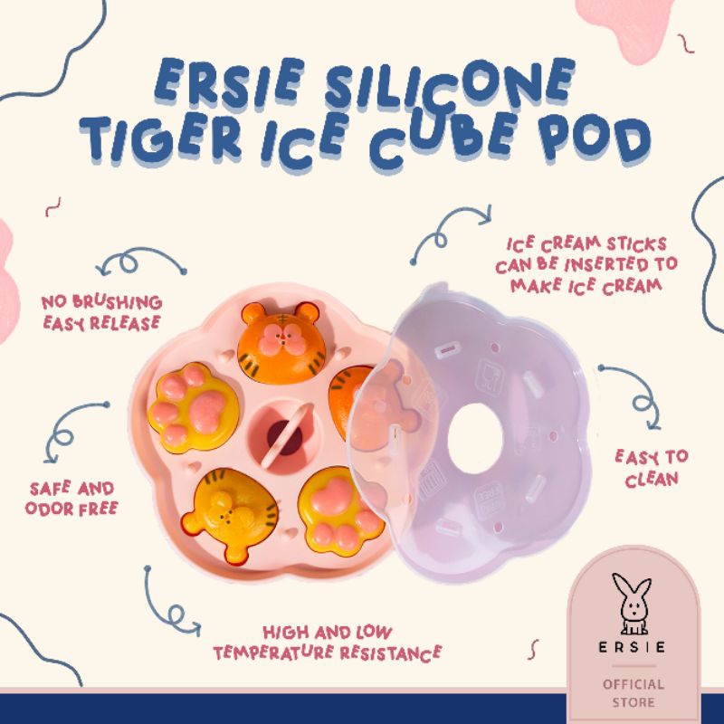 Jual ERSIE SILICONE TIGER ICE CUBE POD | Container silicone untuk Mpasi ...