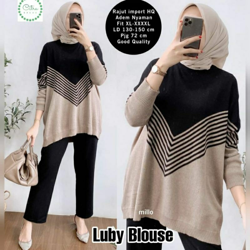 Jual Luby ld 140 Blouse wanita atasan wanita kekinian kaos wanita lengan panjang baju blouse ...