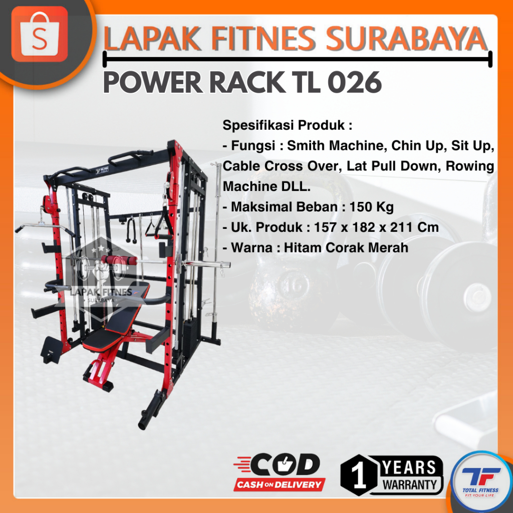 Jual Alat Olahraga Fitness Power Rack TL 026 Alat Angkat Beban Smith ...