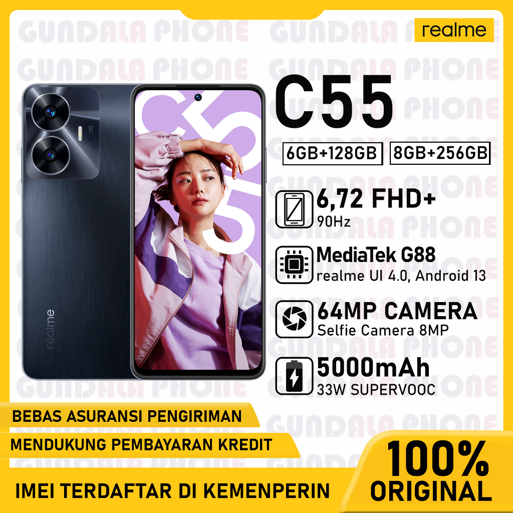 Jual realme C55 - NFC Camera 64MP MediaTek Helio G88 Baterai 5000mAh 33W SUPERVOOC Garansi resmi ...