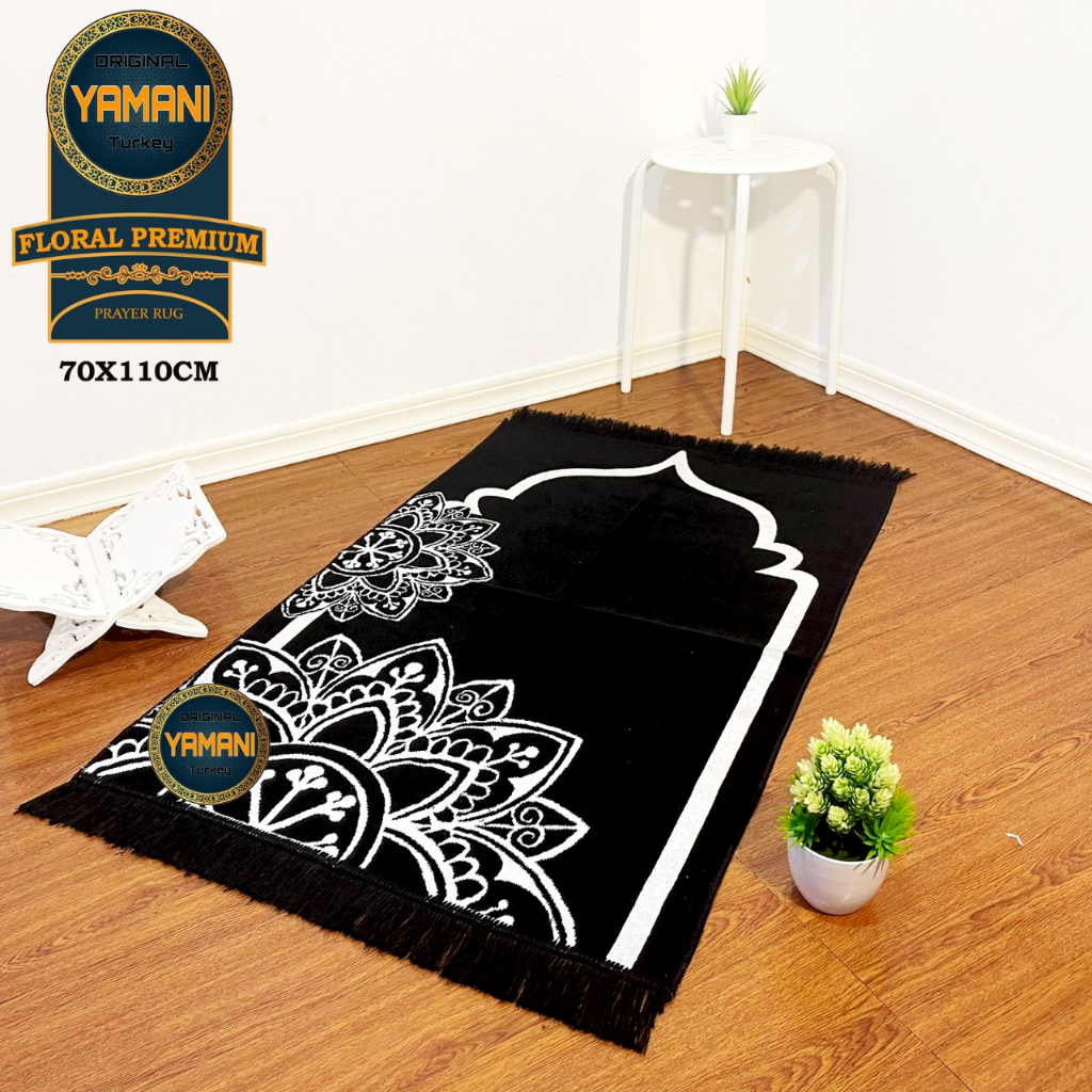 Jual Sajadah Turki Hitam Premium Tebal Motif Bunga Murah terbaru ...