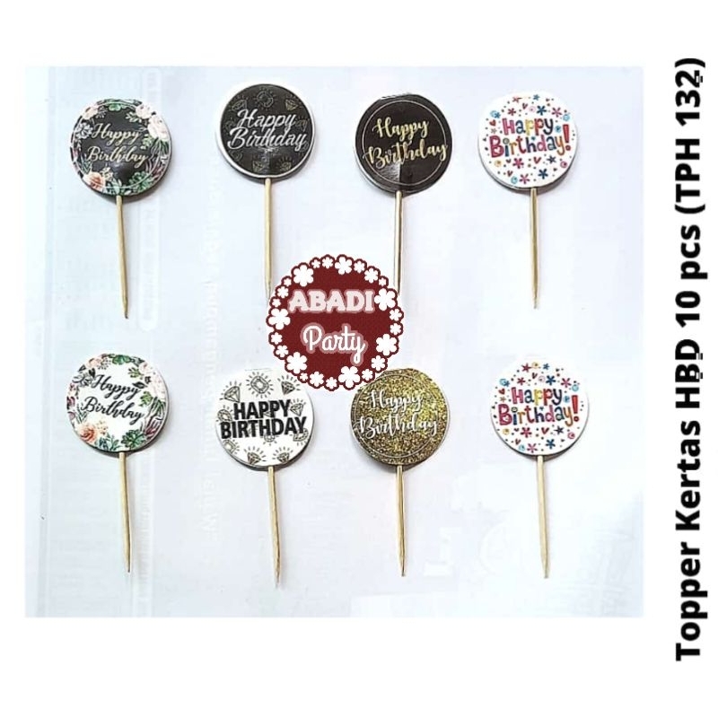 Jual Topper Kertas 10pcs HBD Bulat | Shopee Indonesia