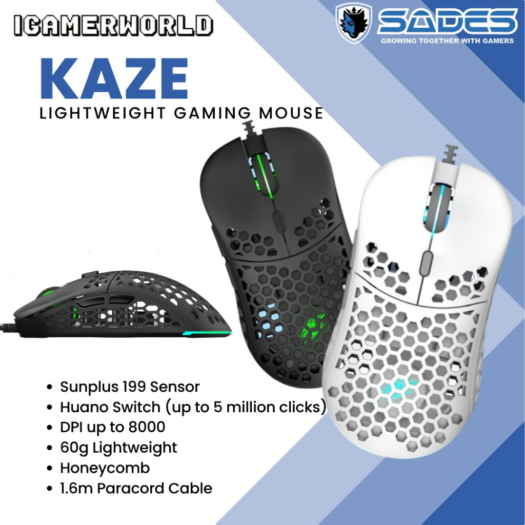Jual Mouse Gaming Lightweight Sades KAZE | Shopee Indonesia