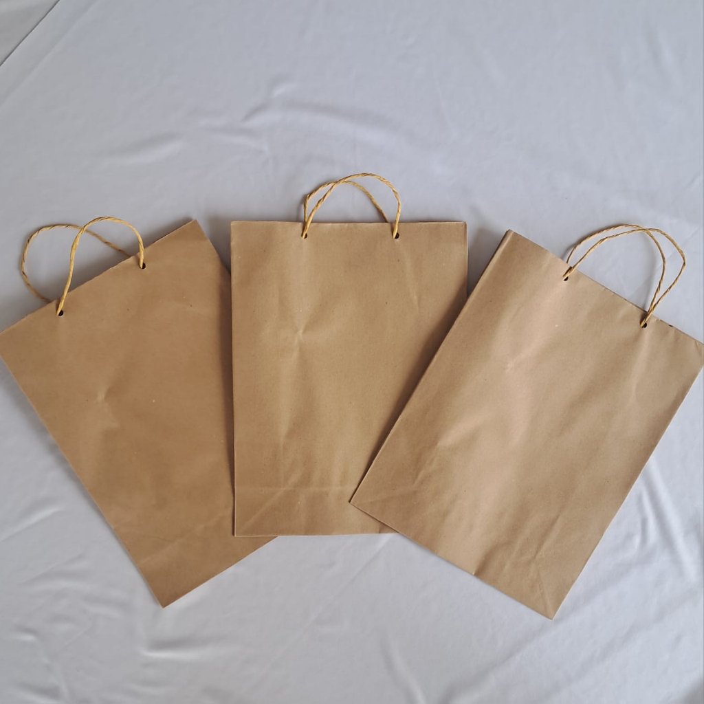 Jual Paper Bag Polos paperbag coklat uk 20,5 x 27 tas kertas samson ...