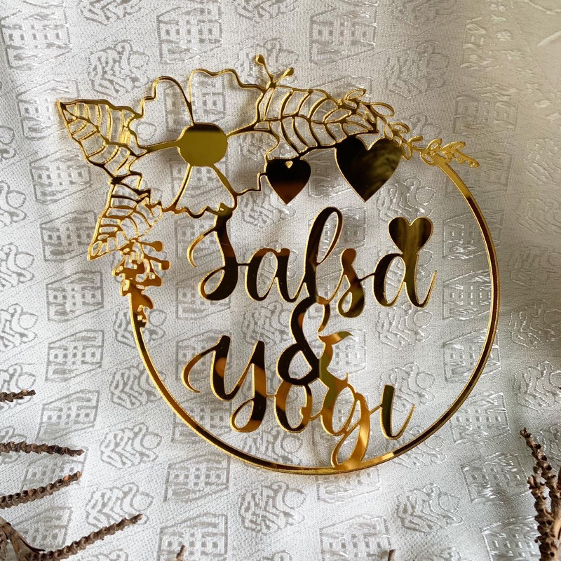 Jual Frame Ukir Nama Bentuk Ring Lingkaran Bulat Dekorasi Mahar Acrylic ...