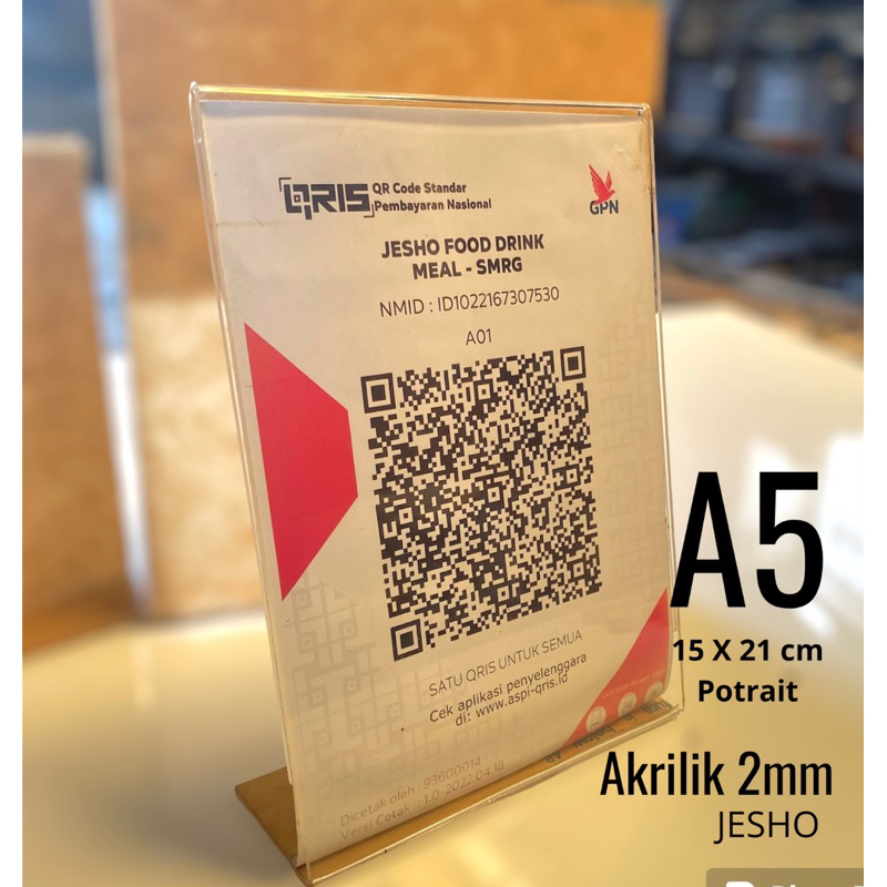 Jual Akrilik tent card holder A5 Tipe L potrait tempat brosur / Qris ...