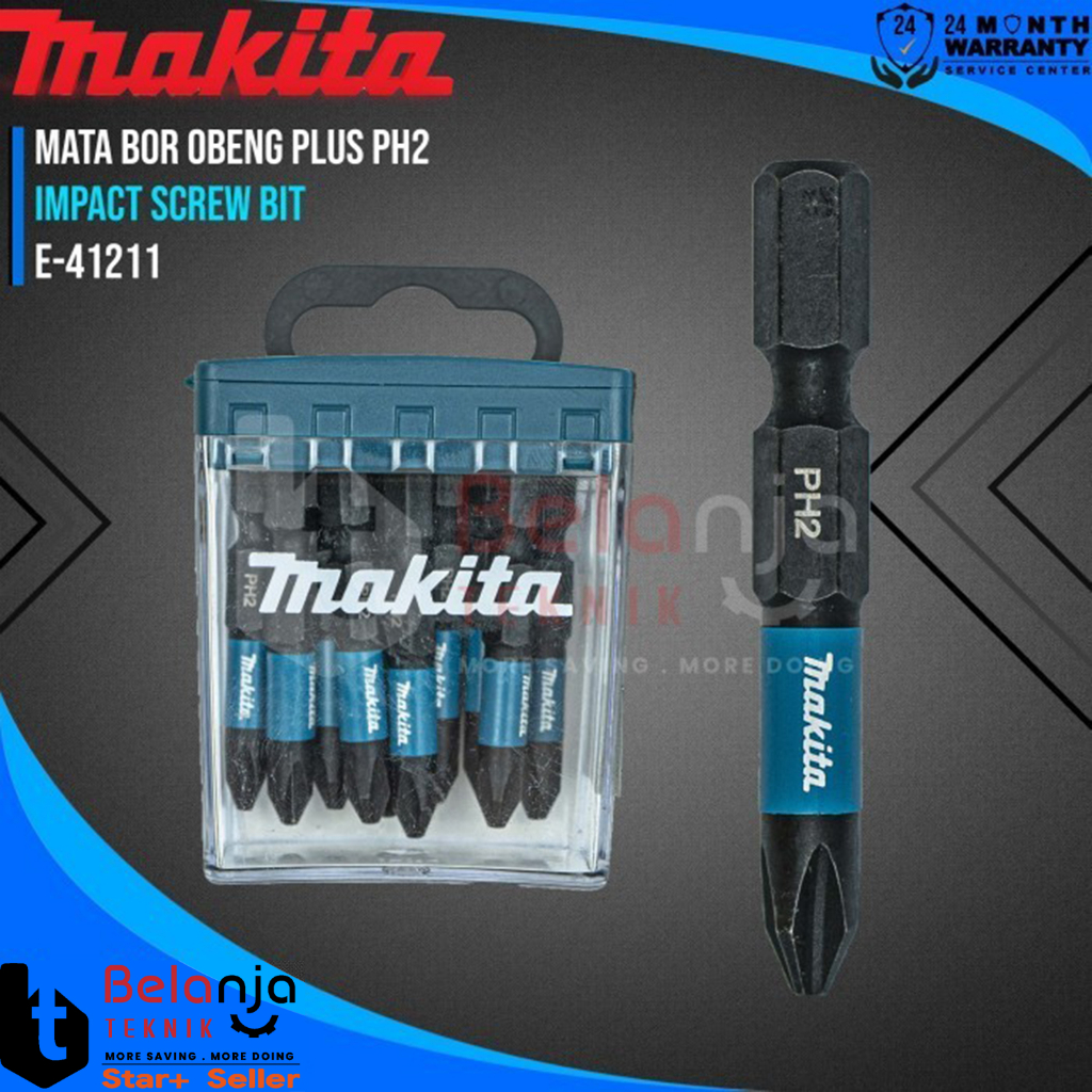 Jual Makita Mata Bor Obeng Plus PH2 X 50 MM Impact Screw Bit PH 2 E ...