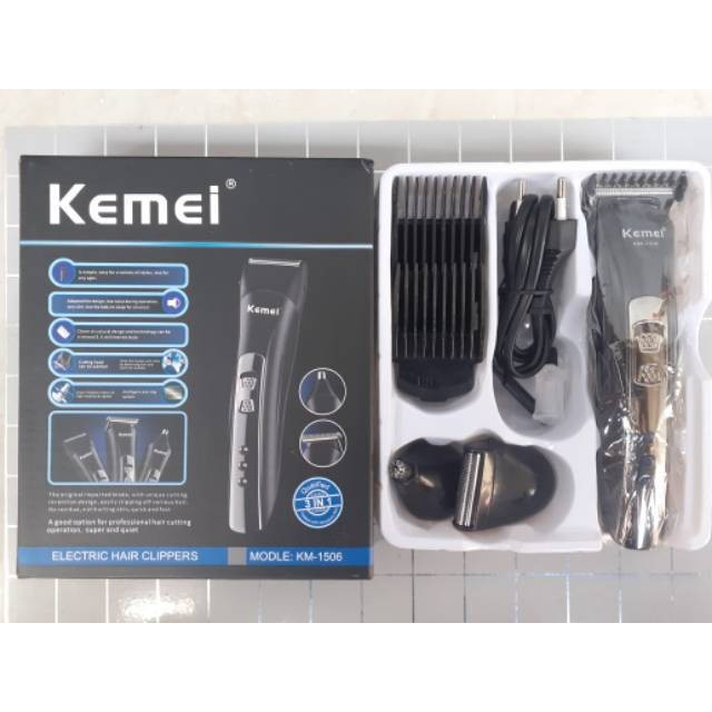 Jual KEMEI KM 1506 3 IN 1 HAIR CLIPPER ALAT MESIN CUKUR RAMBUT BULU HIDUNG KM1506 | Shopee Indonesia