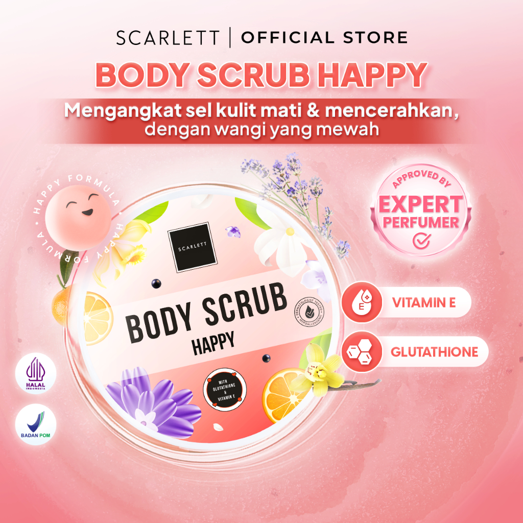 Jual Scarlett Whitening Happy Body Scrub - Lulur Scrub for Lightening ...