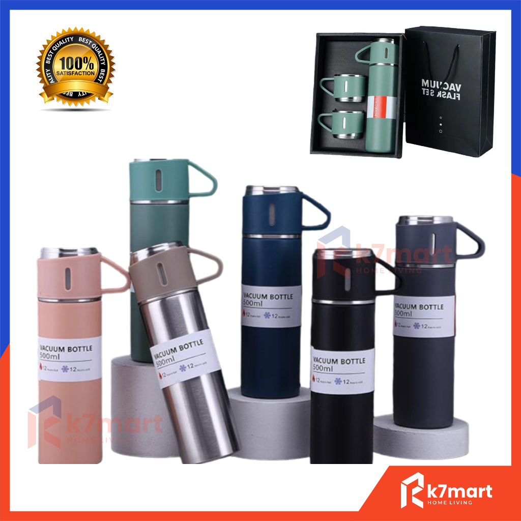 Jual K7MART HU05 TERMOS VACUUM FLASK SET FREE 3 CANGKIR / TERMOS VACUM ...