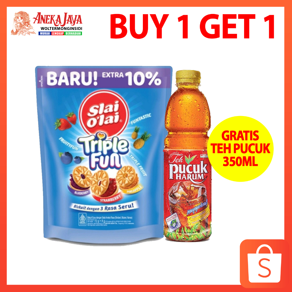 Jual SLAIOLAI Triple Fun 72g+8g Free Teh Pucuk Harum 350ml | Shopee ...