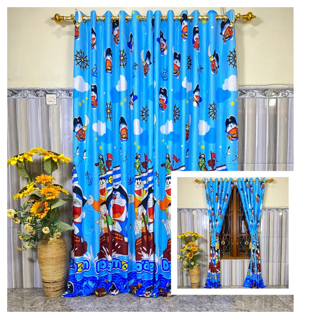 Jual Gorden Pintu dan Jendela Smokring Motif Doraemon | Shopee Indonesia