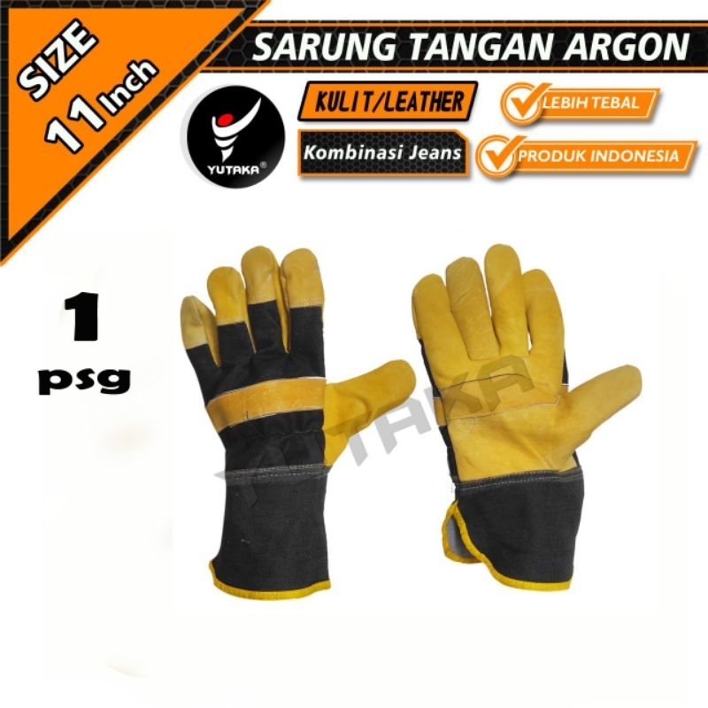 Jual SARUNG TANGAN LAS ARGON KOMBINASI JEANS warna kuning/sarung tangan ...