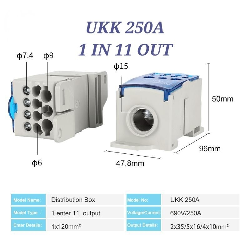 Jual Distribution Box Din Rail Terminal Block Junction Box 80A 125A 160A 250A 400A 500A Kotak ...