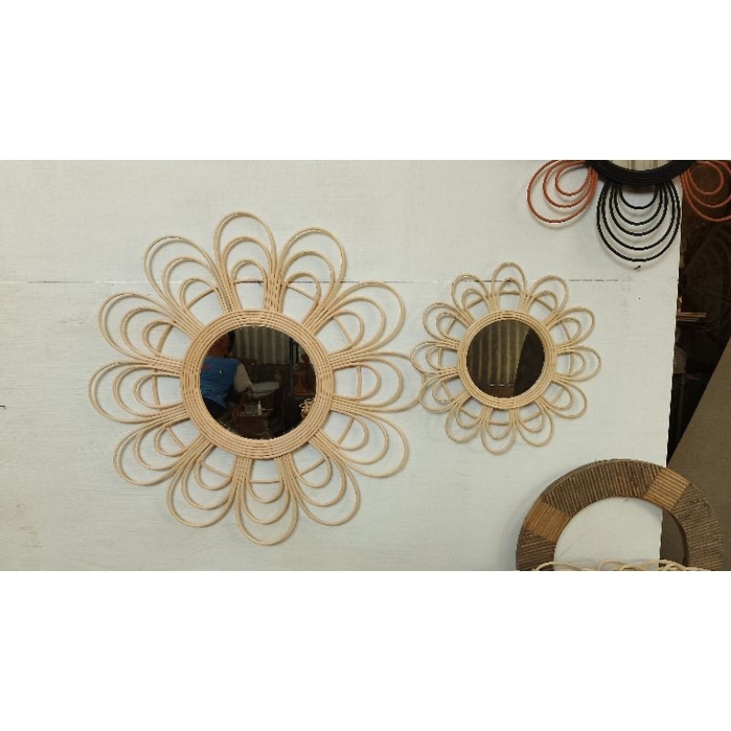 Jual Cermin rotan/Cermin Hias/Cermin Bulat/Cermin aesthetic/Cermin ...