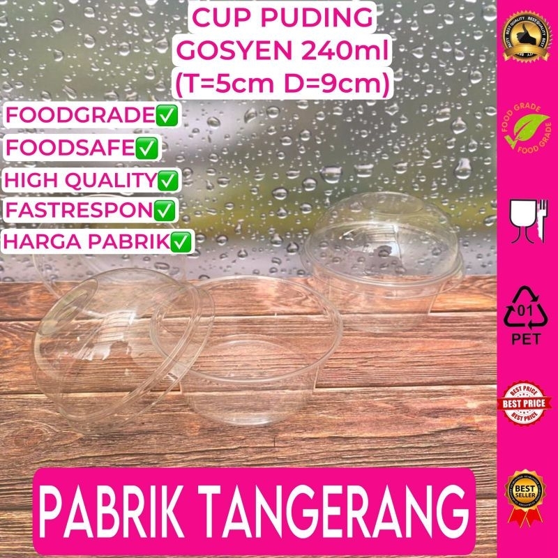 Jual Cup pudding 240ML SIP + lid flat / Cup Puding Puyo 240ml + Tutup ...