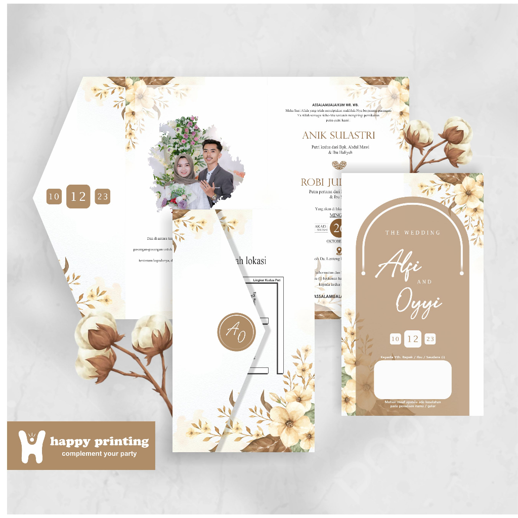 Jual undangan pernikahan lipat 0 Free (desain, plastik, foto, denah ...