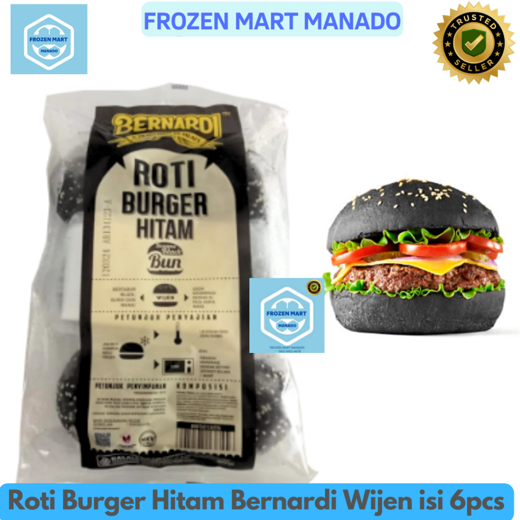 Jual Roti Burger Hitam Bernardi Wijen isi 6pcs - Frozen Mart Manado ...