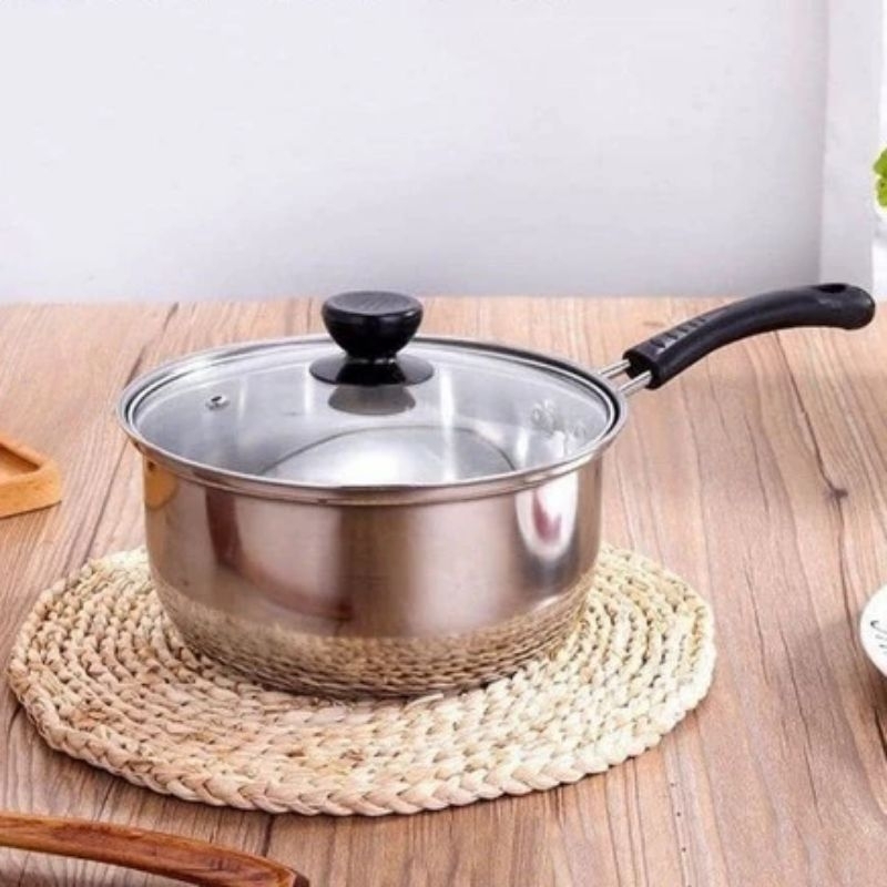 Jual Texania Panci susu ukuran 18cm tutup kaca Stainless steel/Panci ...