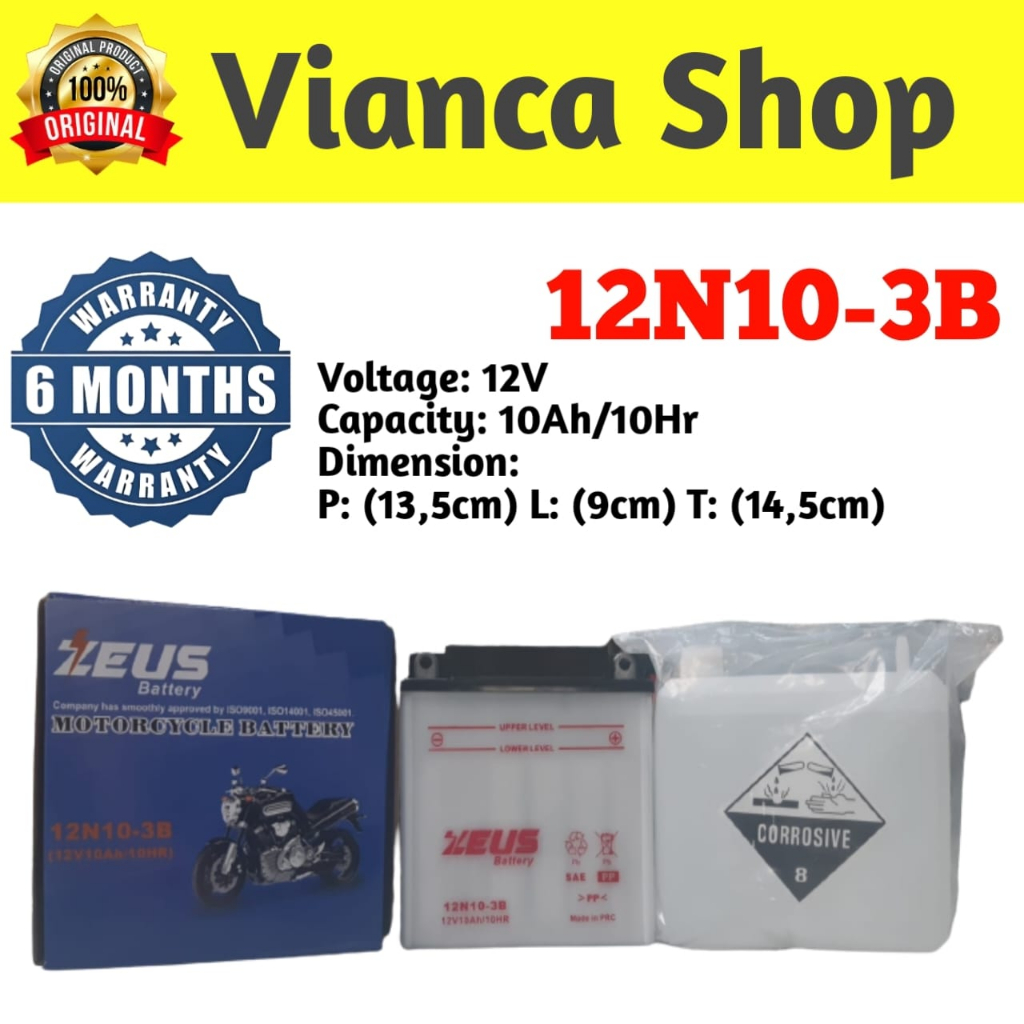 Jual Aki Motor 12N10-3B Suzuki Thunder 250 Binter Mercy KZ 200 Nozomi ...