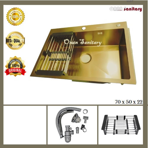 Jual Kitchen Sink ONAN 7050 Gold Bak Cuci Piring Warna Emas / Bak Cuci ...