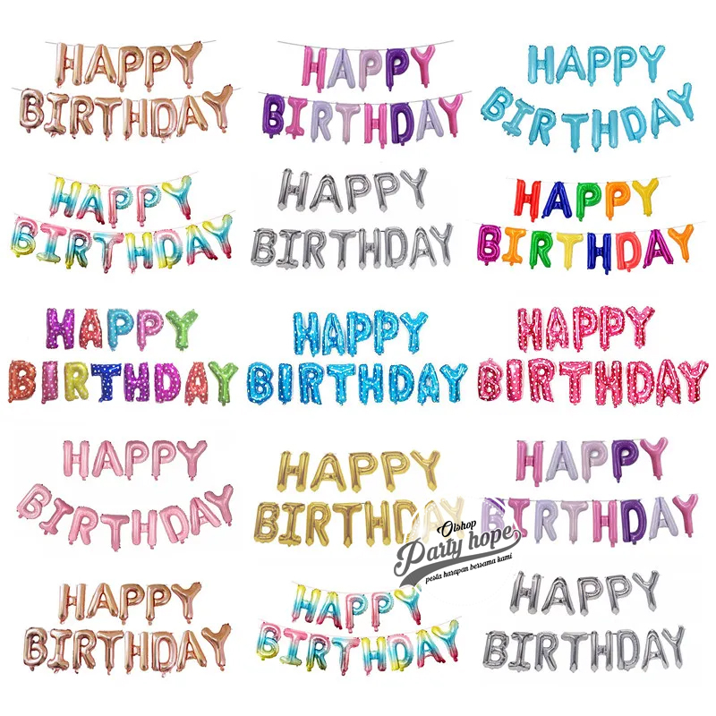 Jual paket balon foil huruf happy birthday / paket dekorasi huruf ulang ...