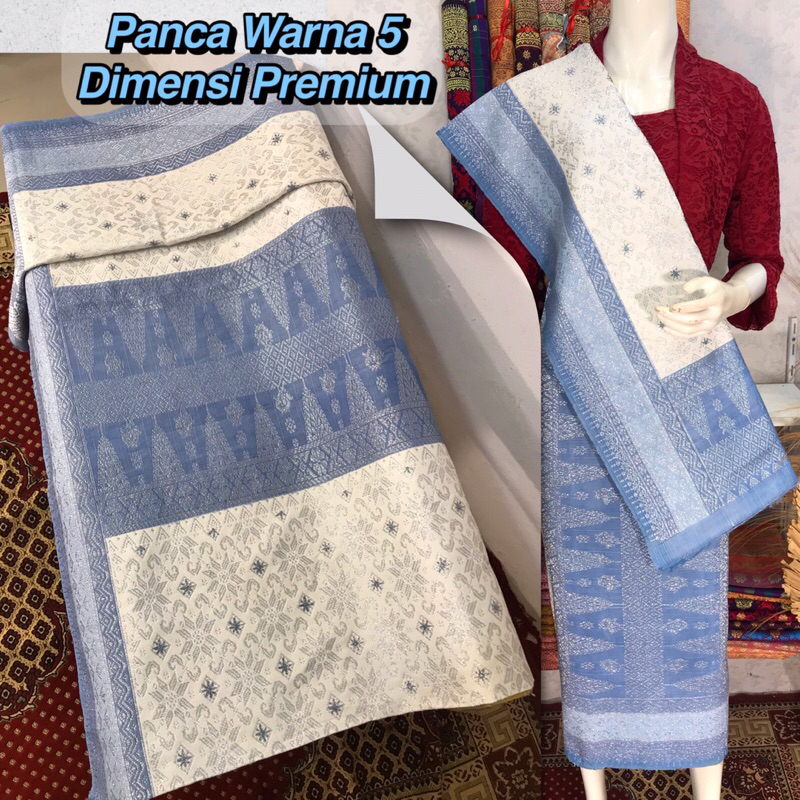 Jual Songket Panca warna 5 Dimensi Premium Ice Blue-Asli Tenun Tangan ...
