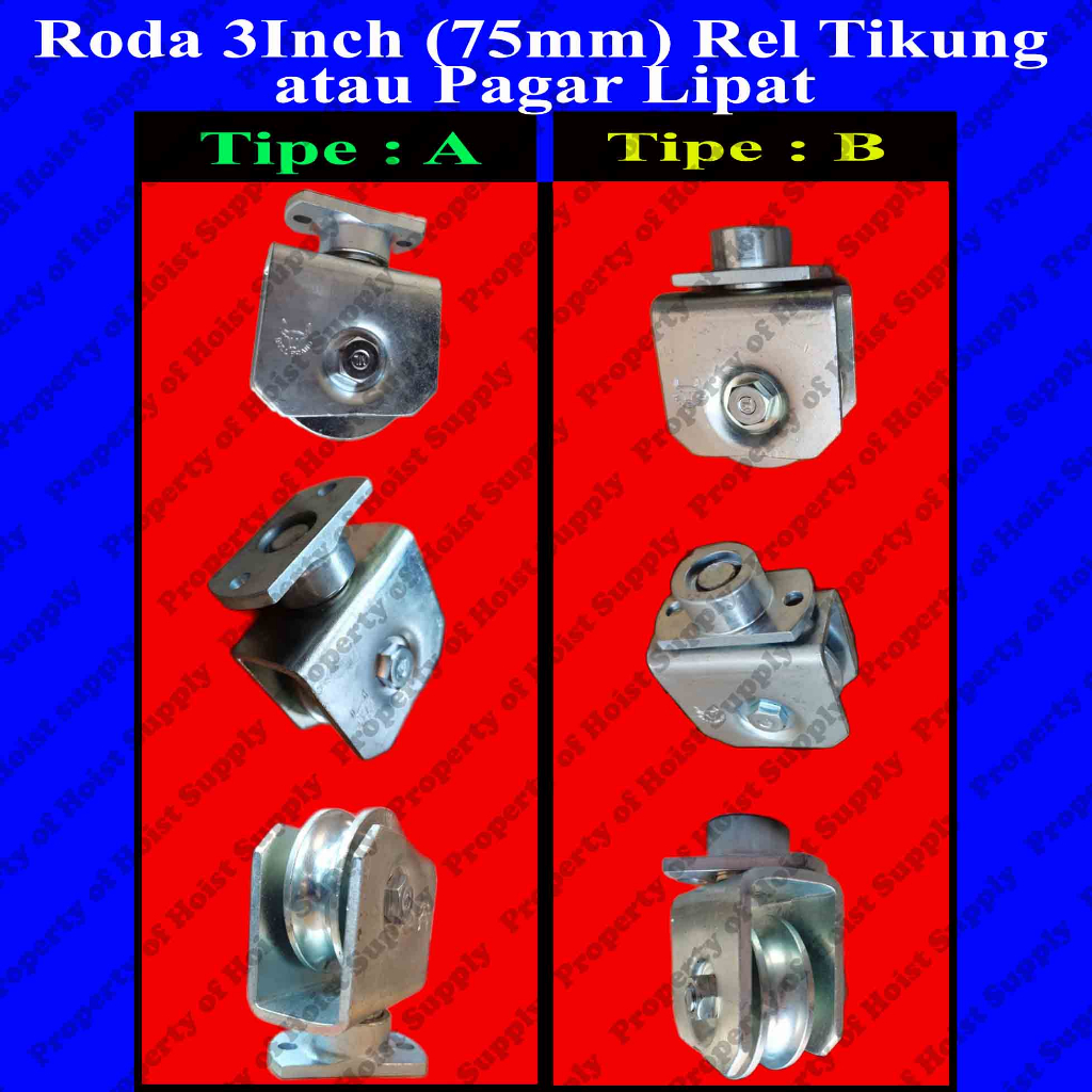 Jual Roda pagar pintu sliding atau lipat Bull Brand 3 inch (7,5cm) rel ...