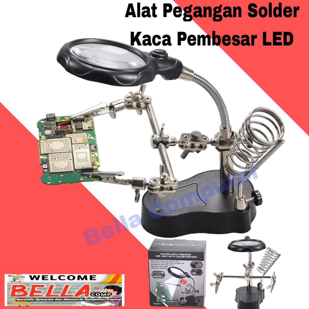 Jual Alat Pegangan Solder Helping Hand dan Kaca Pembesar Ada Lampu LED ...