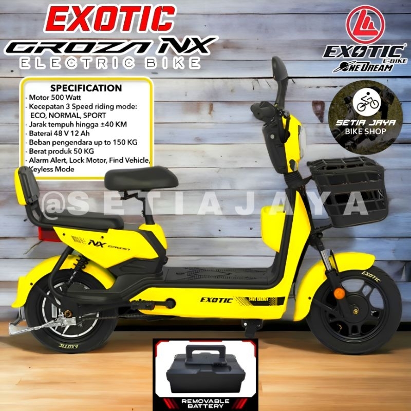 Jual Sepeda Listrik E-Bike EXOTIC GROZA NX 48V/12Ah 500 Watt Removable ...