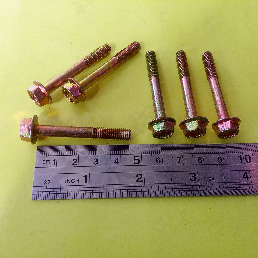 Jual FLANGE BOLT M6 X 45 / BAUT TOPI M6 X 45 KUNING / FLANGE BOLT M6X45 KUNING / BAUT M6 / BAUT ...