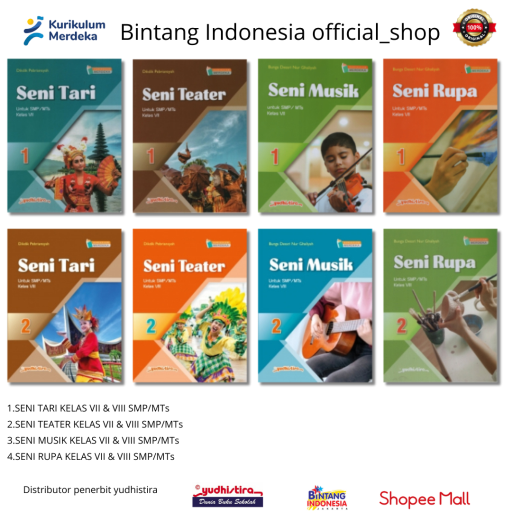 Jual Yudhistira - Buku Pelajaran SENI Kelas 1/VII & 2/VIII, SMP/MTs Kurikulum Merdeka | Shopee ...
