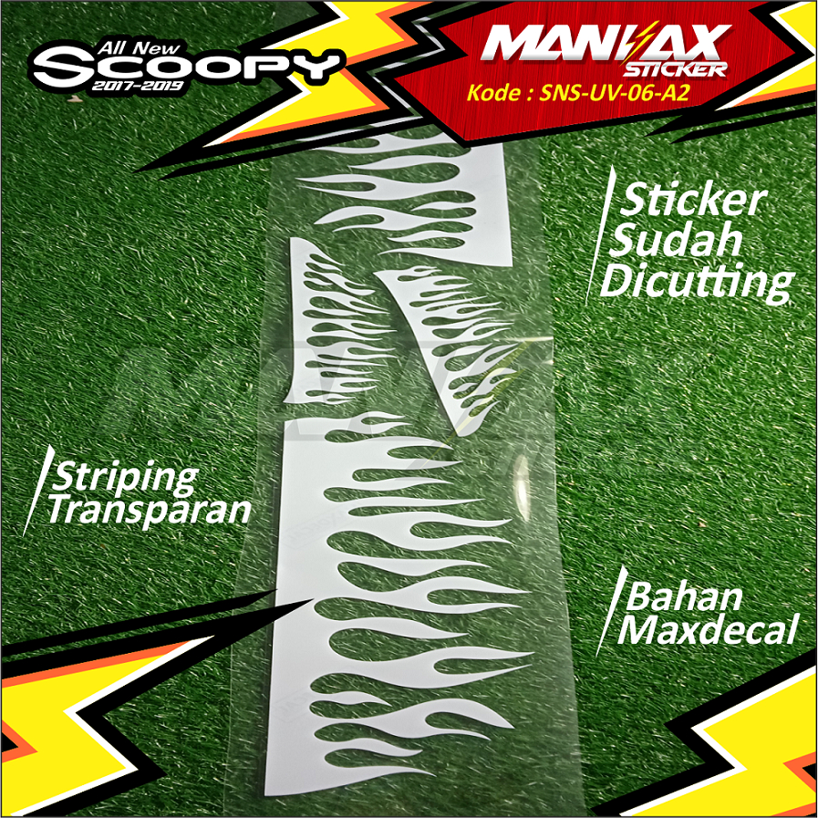 Jual Stiker Striping Scoopy New Custom Transparan UV Motif Api - List ...