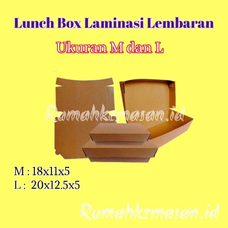 Jual (100Pcs) Lunch Box Kraft Lembaran Laminasi ukuran M dan L isi 100 ...
