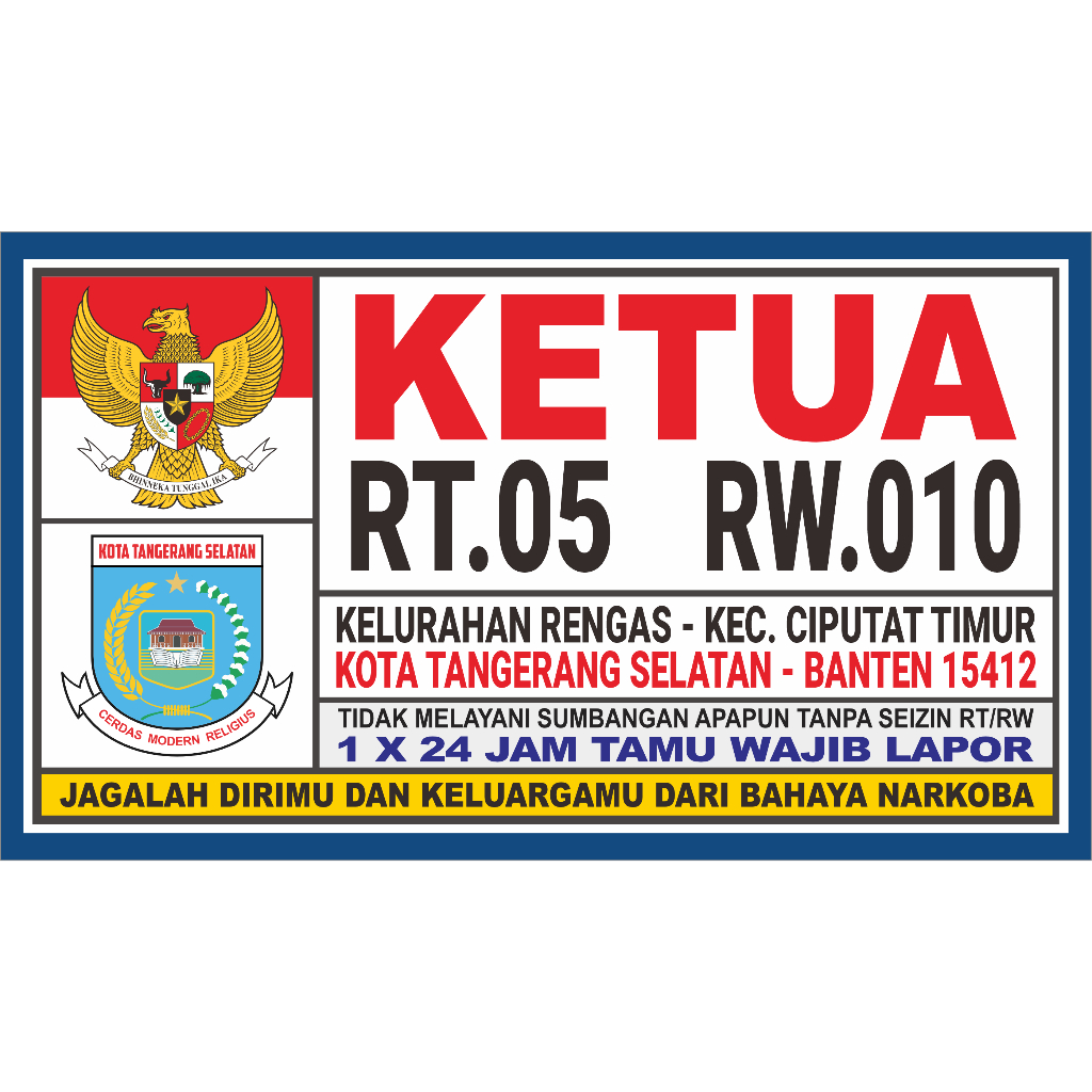 Jual Papan Nama Ketua RT/RW Nomor Rumah Bahan Acrilyc Full Color Gratis ...