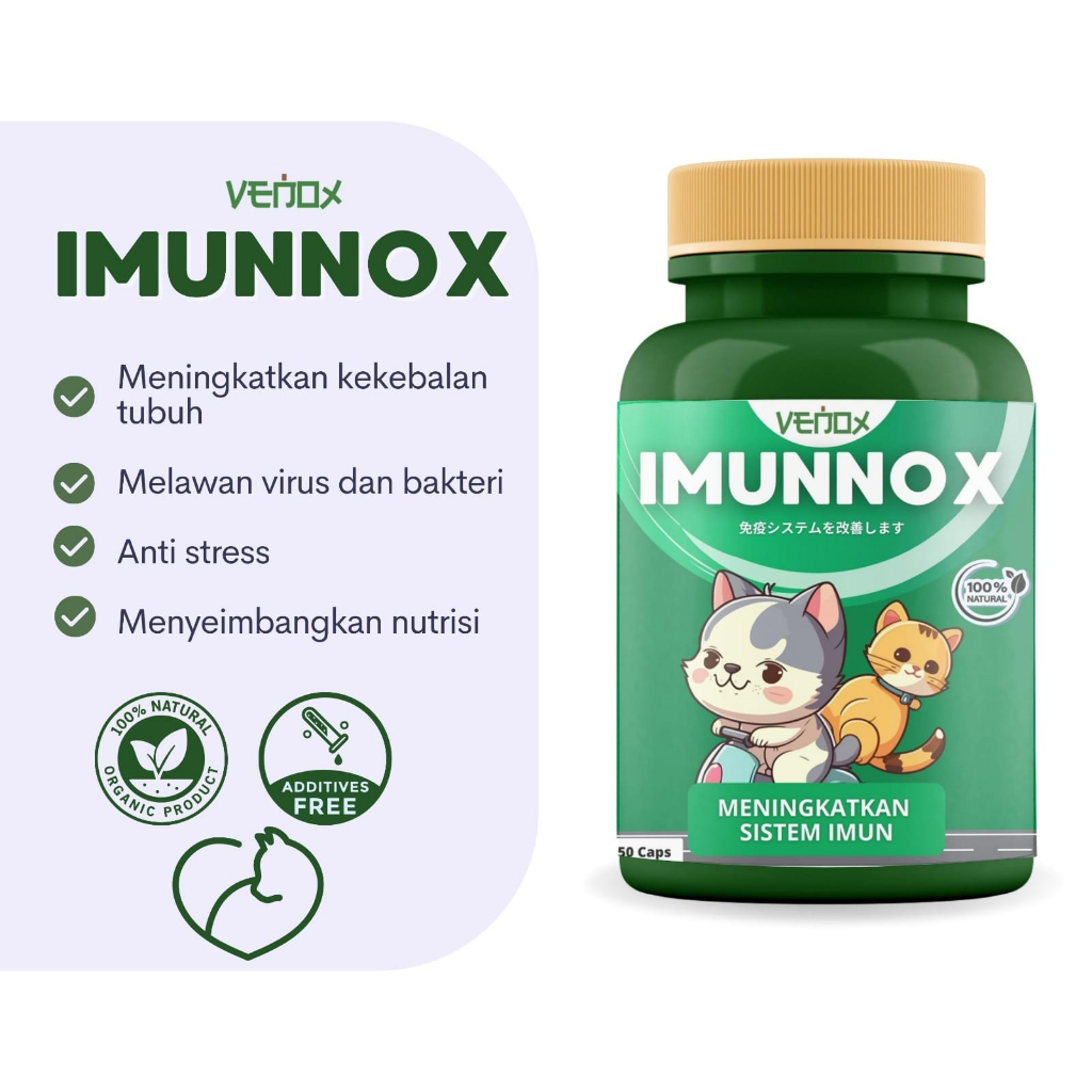Jual IMMUNOX 1 KAPSUL - Venox Vitamin Imun Kucing Anti Virus Stress ...