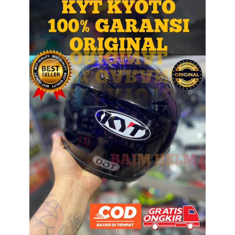 Jual KYT KYOTO BLACK GLOSSY | Shopee Indonesia
