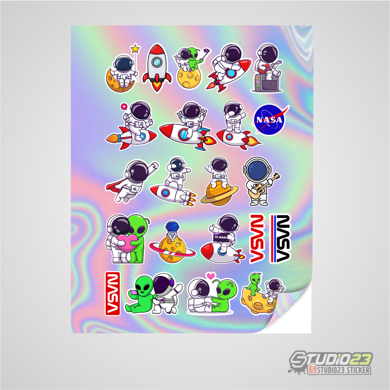 Jual Stiker mini pack Astronot Alien Printcut Hologram | Shopee Indonesia