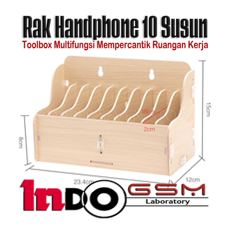 Jual Rak Kayu Serbaguna Penyimpanan Sparepart Rak HP 10 Susun 12 Susun ...