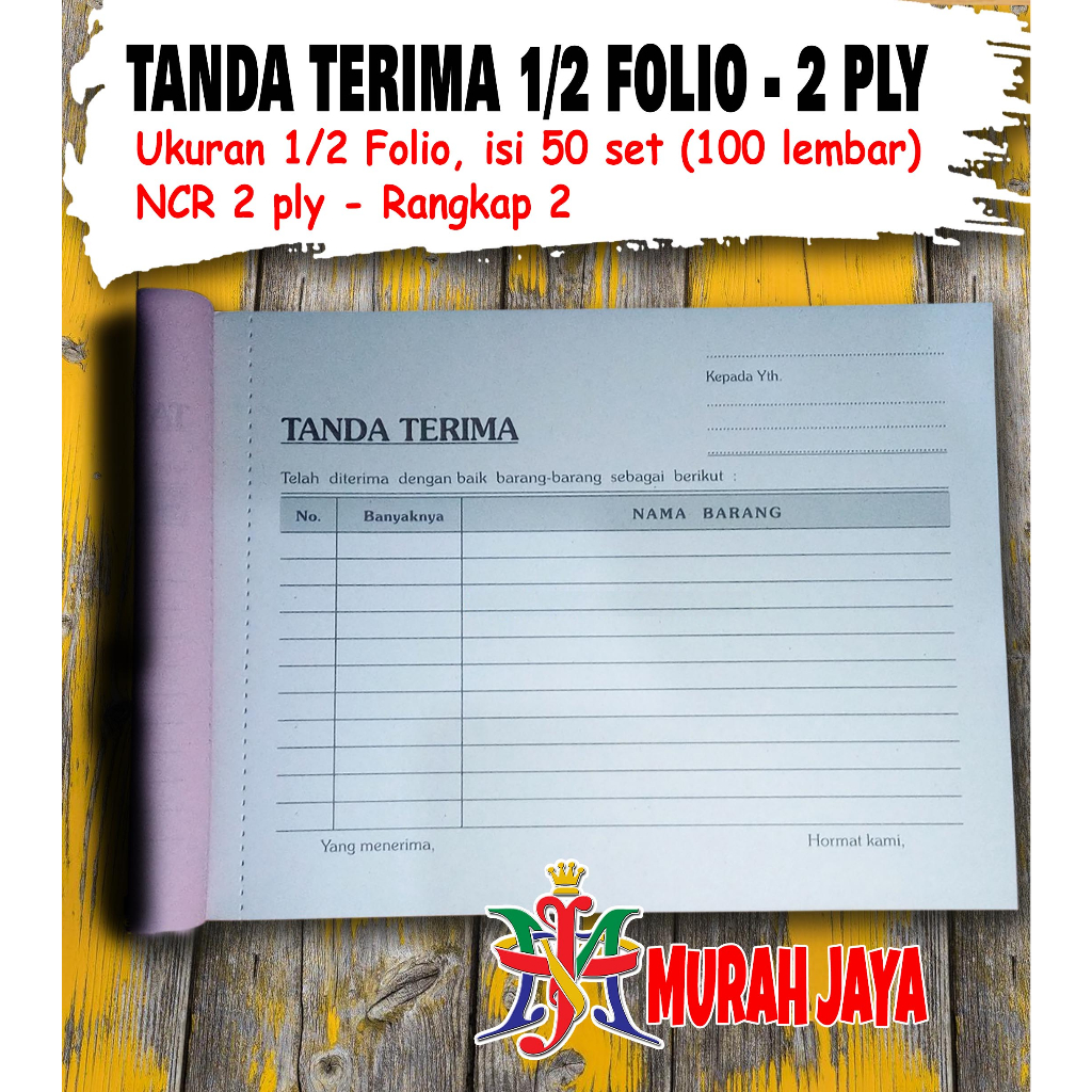 Jual BUKTI TANDA TERIMA BARANG LANDSCAPE 1/2 FOLIO 2 RANGKAP 2 PLY ...