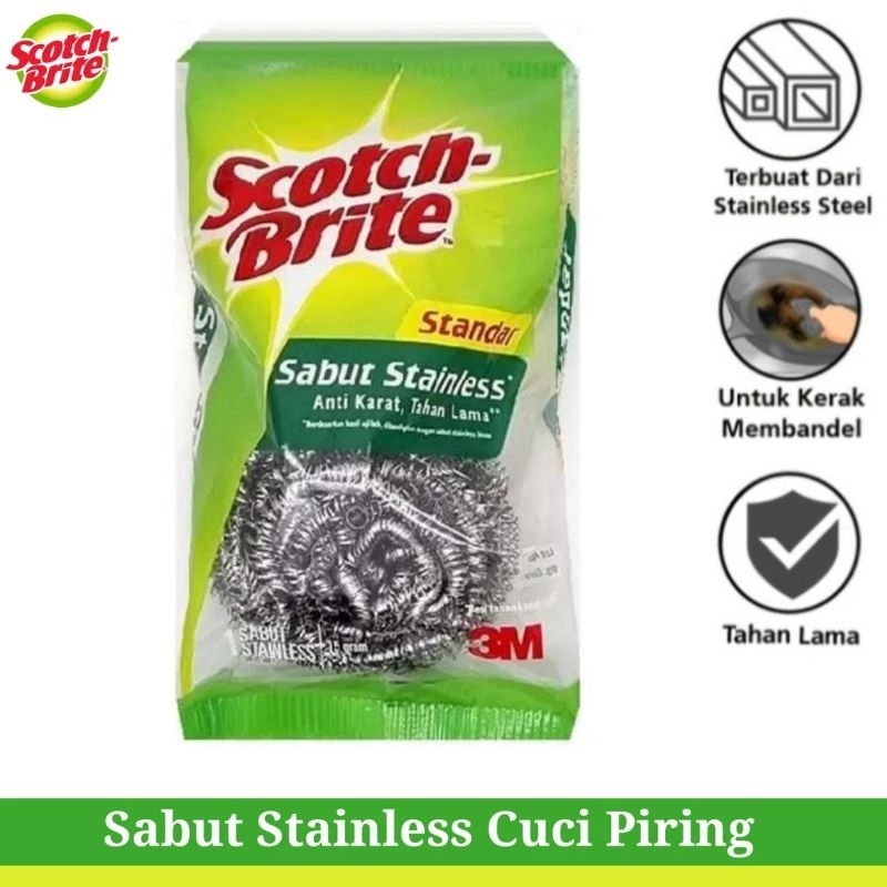Jual SPONS 3M SCOTCH BRITE SABUT STAINLESS / PENCUCI ALAT MAKAN / SPONS ...