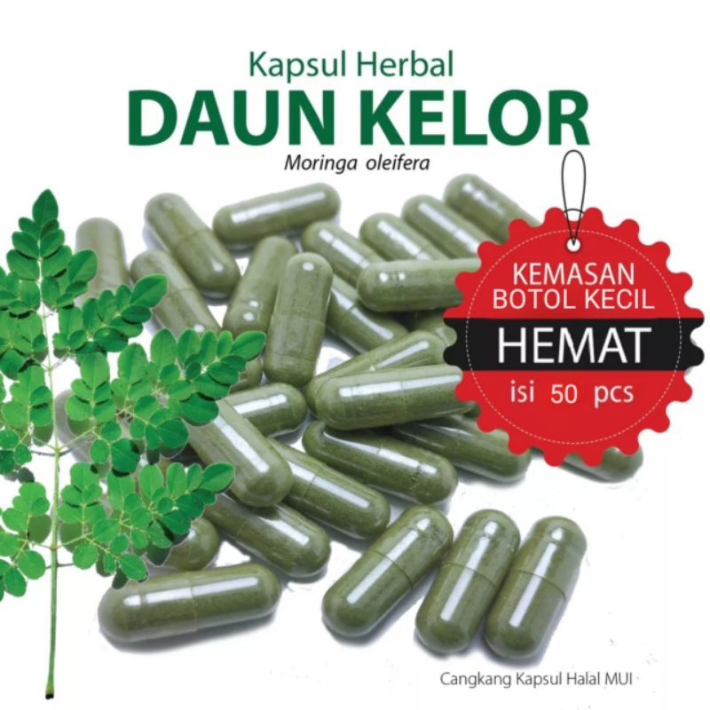 Jual Kapsul Herbal DAUN KELOR Kemasan Hemat Steril - Isi 50 Pcs ...