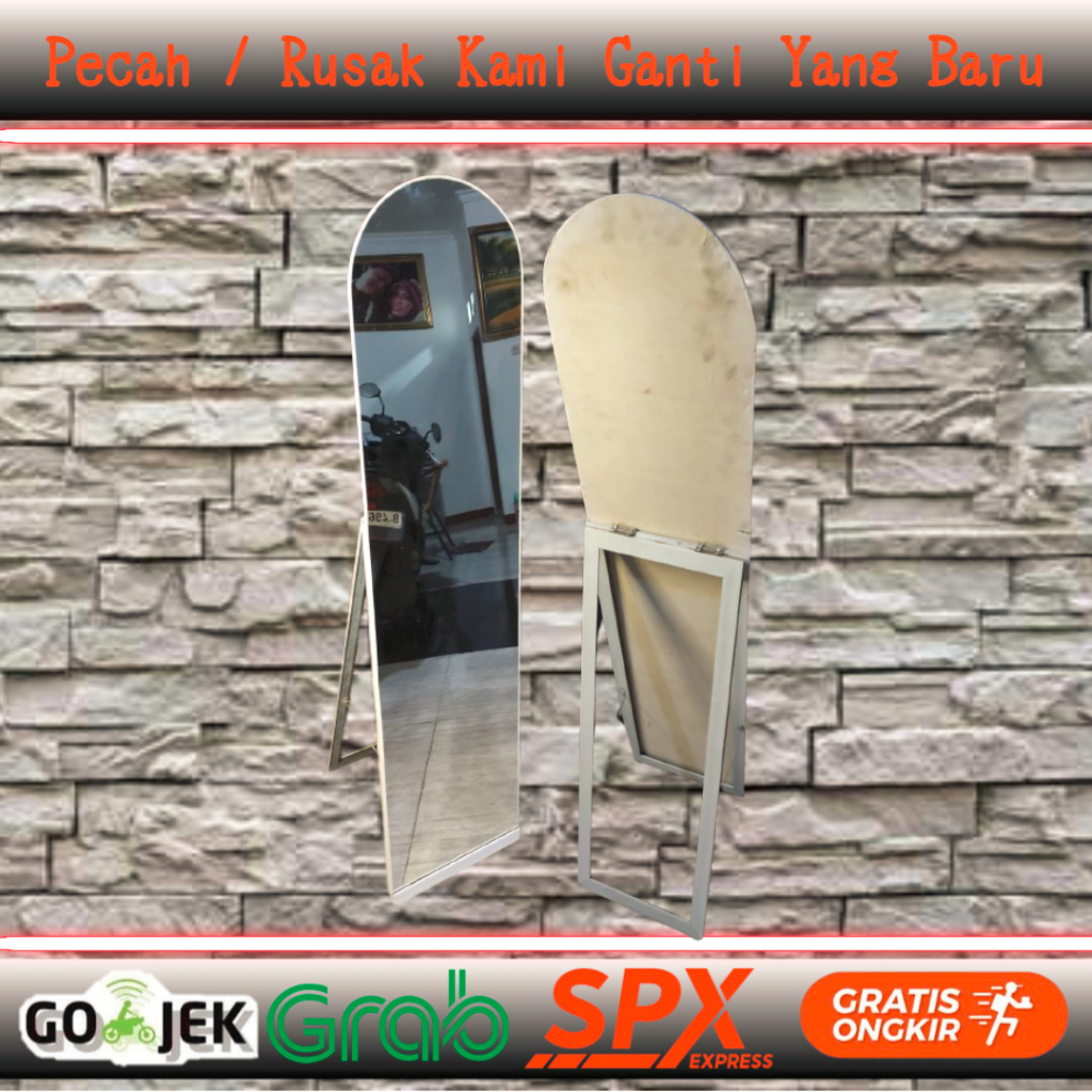 Jual KACA CERMIN STANDING BENTUK OVAL UKURAN 30 x 124CM FULL KACA ...